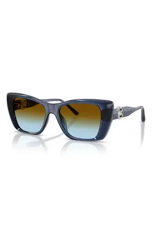 Michael Kors Tokyo Square Frame Sunglasses - Navy/brown Blue Gradient