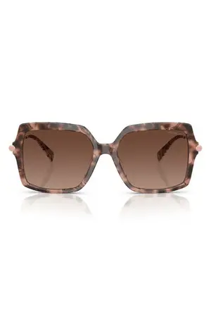 Michael Kors Quogue 57mm Polarized Square Sunglasses - Pink Tortoise/brown Polar