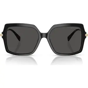 Michael Kors Quogue 57mm Square Sunglasses - Black/amber Tortoise/grey