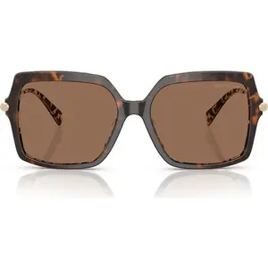 Michael Kors Quogue 57mm Square Sunglasses - Dark/cream Tortoise/brown