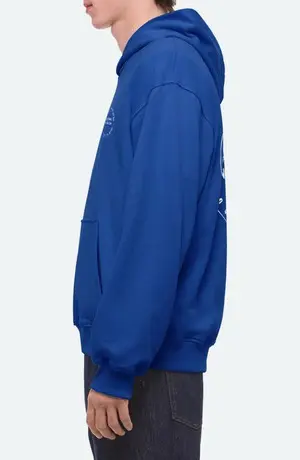 Helmut Lang Stamp Cotton French Terry Pullover Hoodie - Royal Blue