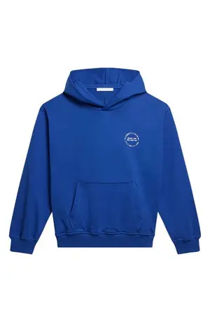 Helmut Lang Stamp Cotton French Terry Pullover Hoodie - Royal Blue