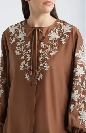 Kobi Halperin Franki Embroidered Cotton & Silk Peasant Top