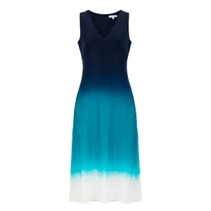 VAAI Ombre Silk Slip Dress - Blue/white