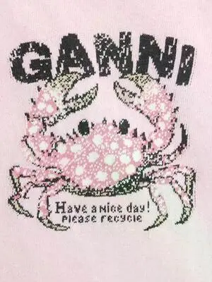 GANNI Crab Intarsia" Crew Neck Sweater - Pink