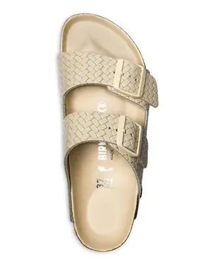 BIRKENSTOCK Arizona Woven Embossed Slide Sandals - Beige