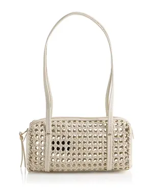 Madewell Brioche Mini Woven Leather Shoulder Bag - Cloud