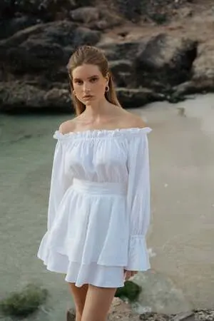 MandiBreeze Alexia Dress Off-the-shoulder Tiered Mini