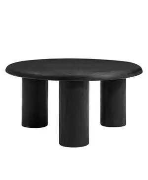 MODWAY Mavina Round Mango Wood Coffee Table - Black