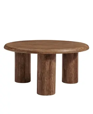 MODWAY Mavina Round Mango Wood Coffee Table - Walnut