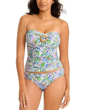 Tommy Bahama Poolside Palms Bandeau Tankini Top - Four Leaf Clover
