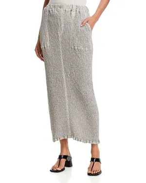 Issey Miyake Wavelet Maxi Skirt - Light Gray