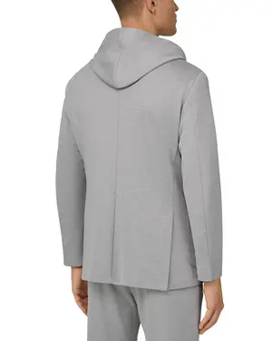 Boggi Milano Regular Fit Jacket With Removable Drawstring Hoodie - Light Grey