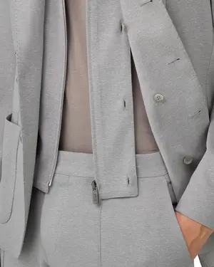 Boggi Milano Regular Fit Jacket With Removable Drawstring Hoodie - Light Grey