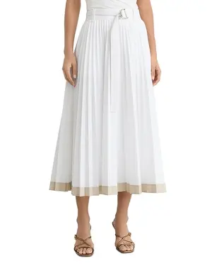 REISS Allora Pleated Skirt - Ivory