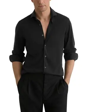 REISS Davaro Regular Fit Stretch Cutaway Shirt - Washed Black