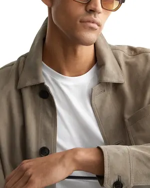REISS Danny Regular Fit Suede Worker Jacket - Soft Sage