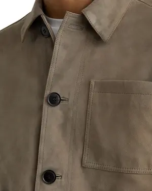 REISS Danny Regular Fit Suede Worker Jacket - Soft Sage
