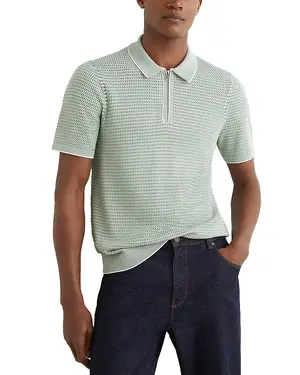 REISS Brink Regular Fit Half Zip Textured Polo Shirt