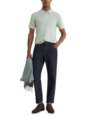 REISS Brink Regular Fit Half Zip Textured Polo Shirt