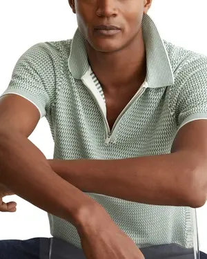 REISS Brink Regular Fit Half Zip Textured Polo Shirt