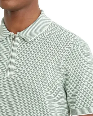 REISS Brink Regular Fit Half Zip Textured Polo Shirt