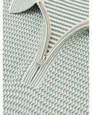 REISS Brink Regular Fit Half Zip Textured Polo Shirt