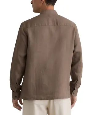 REISS Trident Regular Fit Granddad Shirt - Soft Brown