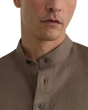 REISS Trident Regular Fit Granddad Shirt - Soft Brown