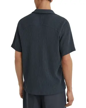 REISS Knox Short Sleeve Textured Raglan Shirt - Airforce Blue
