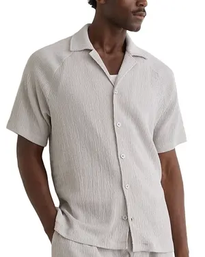 REISS Knox Short Sleeve Textured Raglan Shirt - Silver