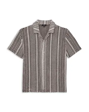 REISS Aetos Regular Fit Crochet Stripe Shirt