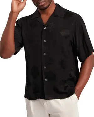 Ted Baker London Thovan Short Sleeve Relaxed Fit Mesh Cut Out Shirt - Black