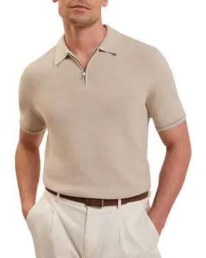 Ted Baker London Deckers Ottoman Quarter Zip Polo - Ecru