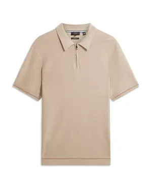 Ted Baker London Deckers Ottoman Quarter Zip Polo - Ecru
