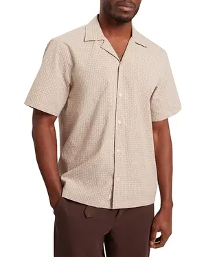 Ted Baker London Merrik Geo Textured Relaxed Fit Camp Shirt - Beige