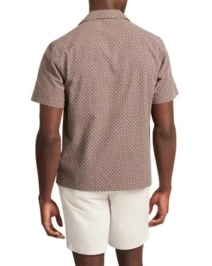 Ted Baker London Merrik Geo Textured Relaxed Fit Camp Shirt - Brown