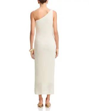 Aqua Crochet 3d Flower One-shoulder Midi Dress