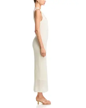 Aqua Crochet 3d Flower One-shoulder Midi Dress