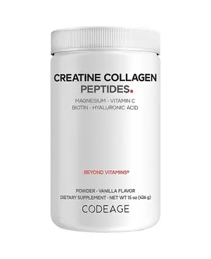 CODEAGE Creatine Collagen Peptides Vanilla Powder Supplement - No Color