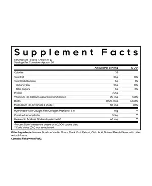 CODEAGE Creatine Collagen Peptides Vanilla Powder Supplement - No Color