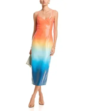 Aqua Ombre Sequin Midi Dress