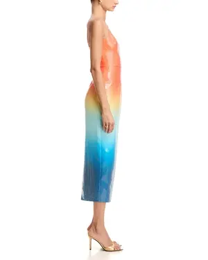 Aqua Ombre Sequin Midi Dress