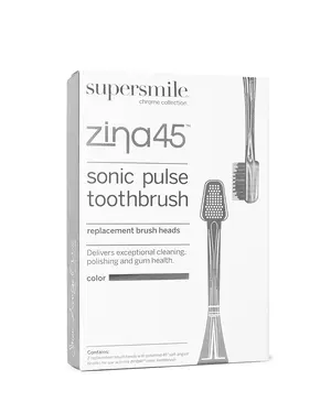 SUPERSMILE Zina45 Sonic Pulse Toothbrush Chrome Replacement Heads Set Of 2 - Silver