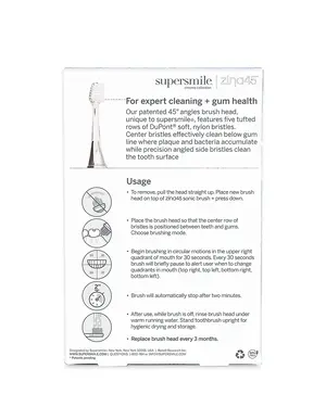 SUPERSMILE Zina45 Sonic Pulse Toothbrush Chrome Replacement Heads Set Of 2 - Silver