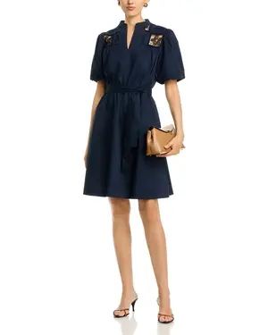 T Tahari Short Sleeve Lace Detail Mini Dress