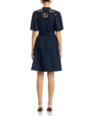 T Tahari Short Sleeve Lace Detail Mini Dress