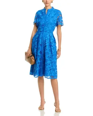 T Tahari Lace Button-front Midi Dress