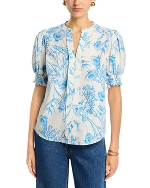 T Tahari Floral Split Neck Blouse