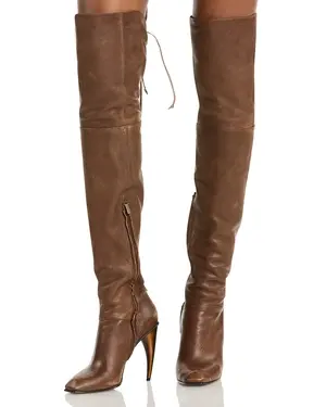 Alexander McQueen Leather Foldover Tall Boots - Brown
